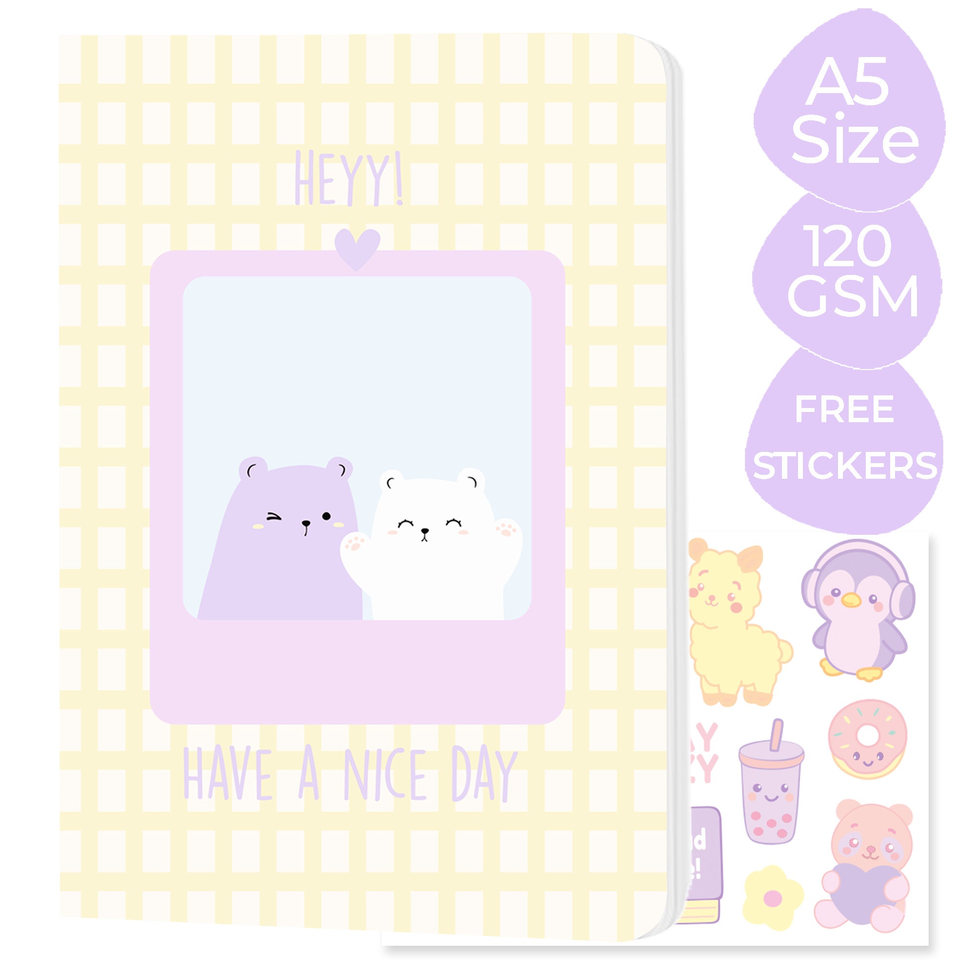 A5 Softcover Notebook "Hey! Have a nice day" – 160 Pages, 120 GSM Thic ...
