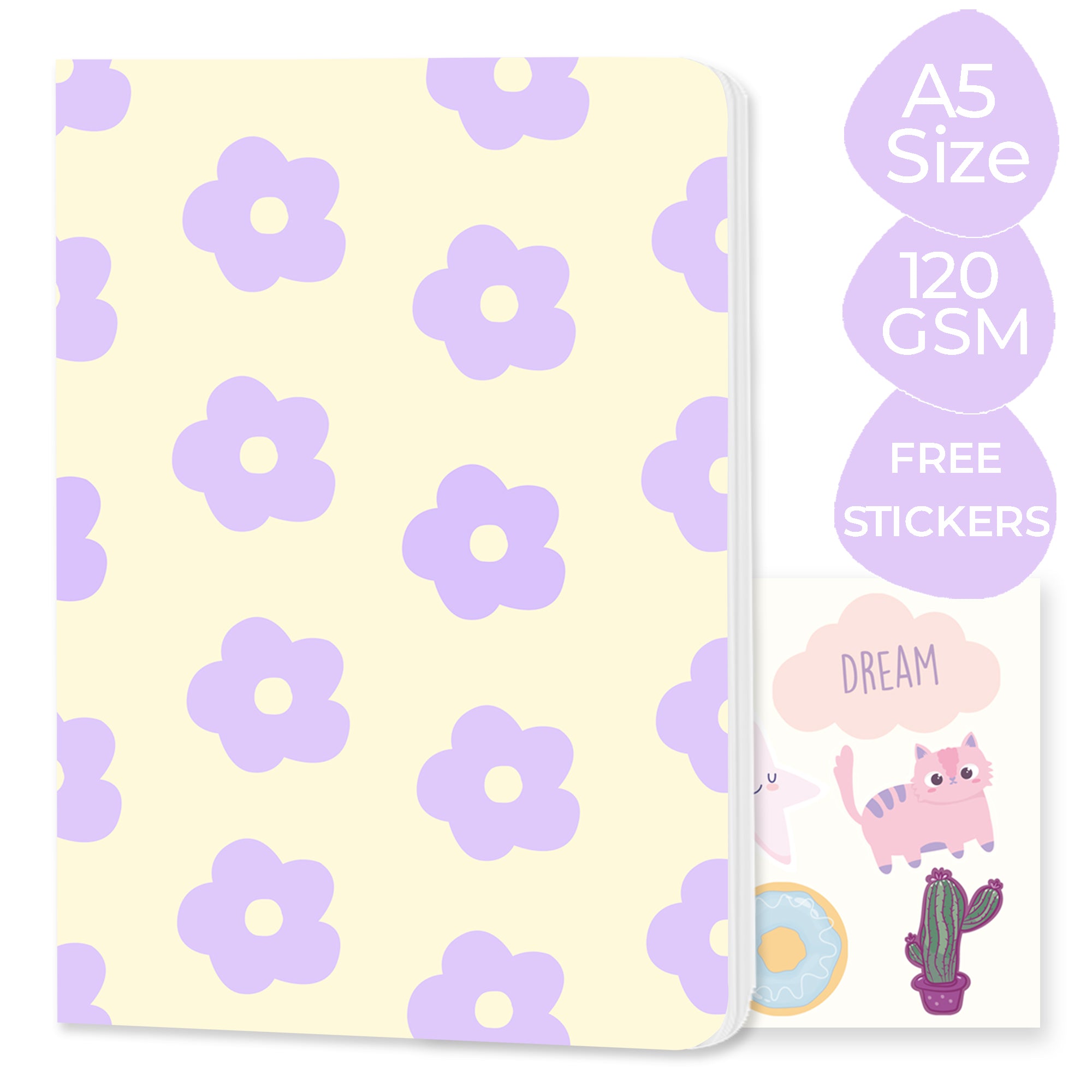 A5 Softcover Notebook "Sunny bouquet" – 160 Pages, 120 GSM Thick Paper ...